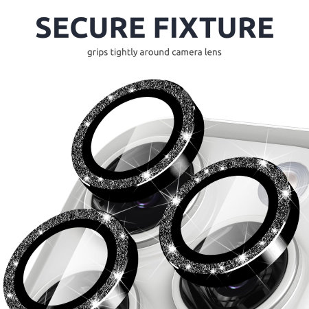 Olixar Black Glitter Camera Lens Protectors - For iPhone 15 Pro