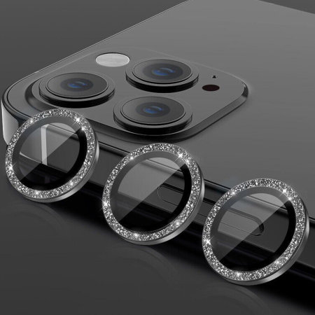 Olixar Black Glitter Camera Lens Protectors - For iPhone 15 Pro
