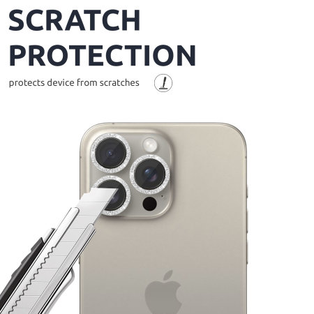 Olixar Silver Glitter Camera Lens Protectors - For iPhone 15 Pro