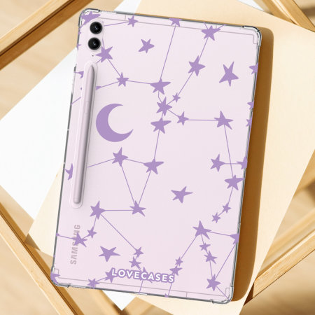 LoveCases Purple Stars & Moons Case - For Samsung Galaxy Tab S9 FE Plus