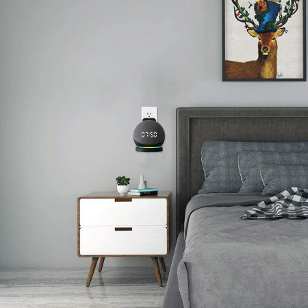 Olixar Black Plug Socket Wall Mount - For Amazon Echo Dot (5th Generation)