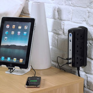 Masterplug Surge Protected 6 Plug Power Block with Dual USB - Black