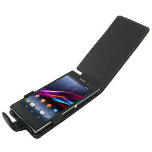 PDair Leather Flip Case for Sony Xperia Z1 - Black