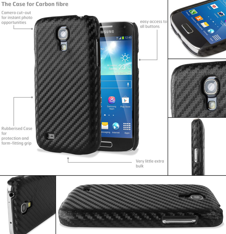Encase Carbon Fibre-Style Samsung Galaxy S4 Mini Back Case - Black