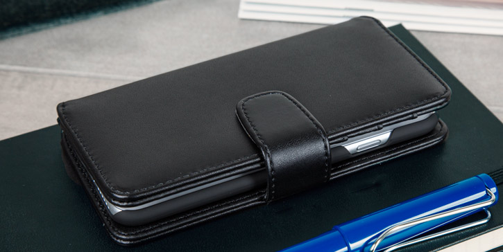 Genuine Leather iPhone 7 Wallet Case - Black