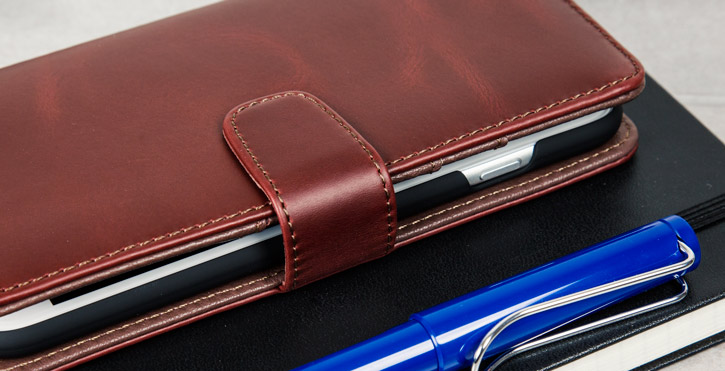 Genuine Leather iPhone 7 Wallet Case - Brown