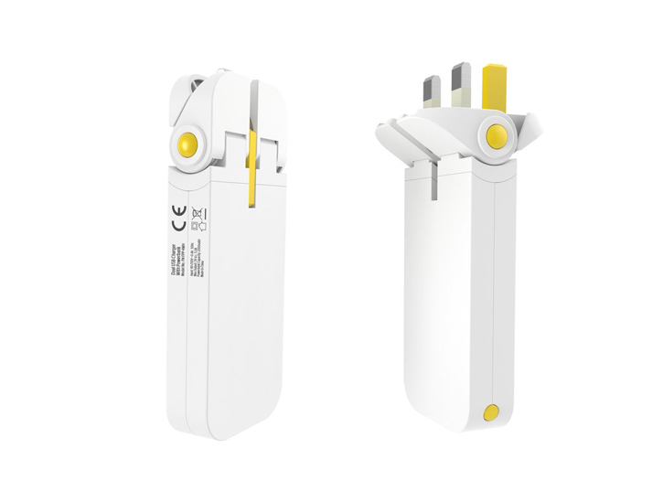 OneAdaptr Flip Power Foldable USB Mains Charger & 2,000mAh Power Bank