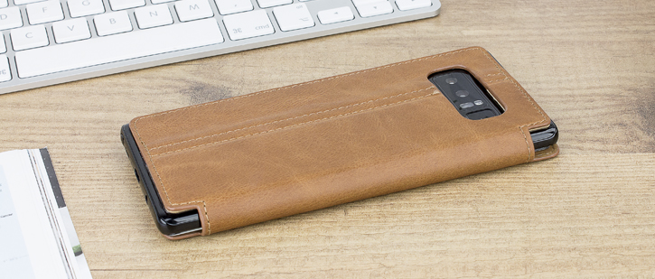 Olixar Slim Genuine Leather Samsung Galaxy Note 8 Wallet Case - Tan